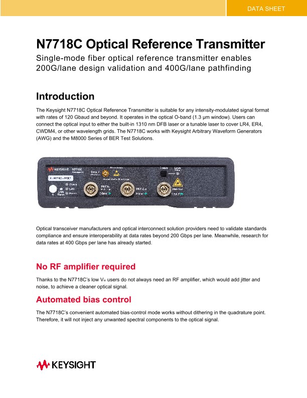 N7718C Optical Reference Transmitter PDF Asset Page | Keysight